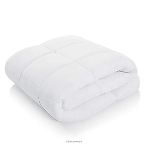 Linenspa Comforter Duvet Insert Queen White Down Alternative All Season Microfiber-Queen Size - Box Stitched
