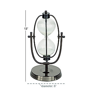Deco 79 Antique Colonial Stunning Glass 30 Minutes Sand Timer, Metallic Black
