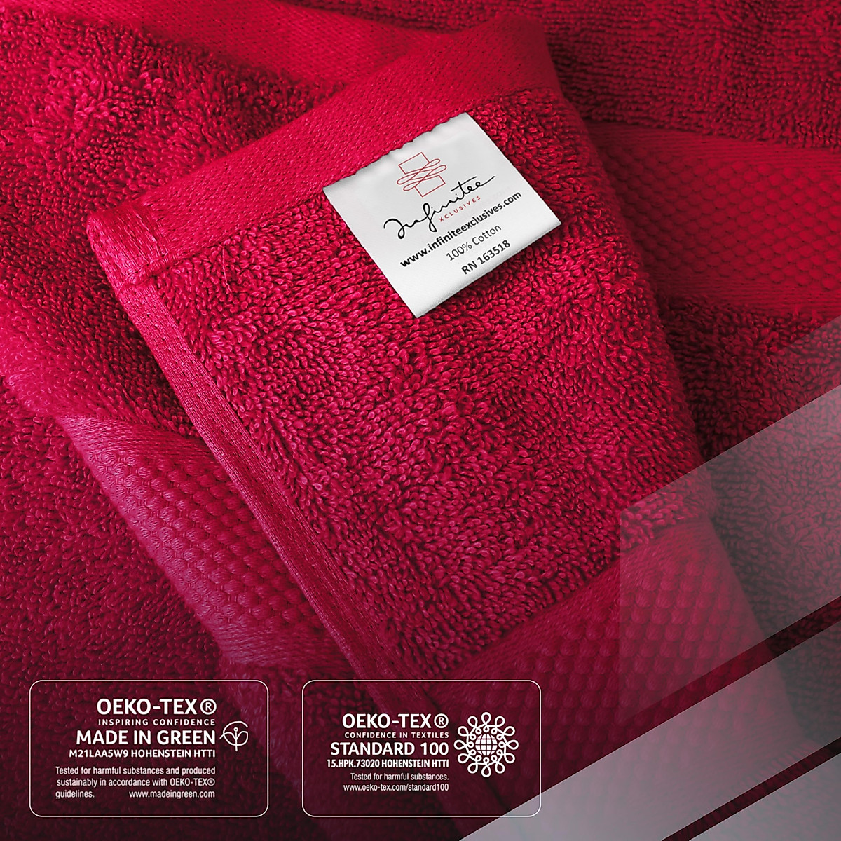 Infinitee Xclusives Luxury 100% Ring-Spun Cotton Bath Towels Set of 4 (27x54 inches) – Soft, Absorbent & Quick-Drying Towels for Bathroom, Gym, Spa & Hotel Use (Intimate Red)