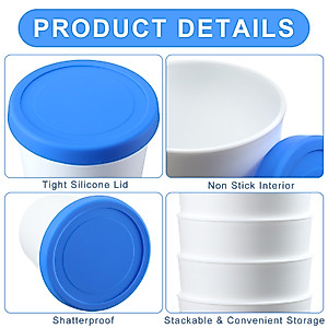 Uiifan 4 Pcs 1 Qt Ice Cream Containers for Homemade Ice Cream Reusable Ice Cream Storage Containers with Silicone Lids for Freezer, Freezer Containers Tubs for Ice Cream Sorbet and Gelato Storage