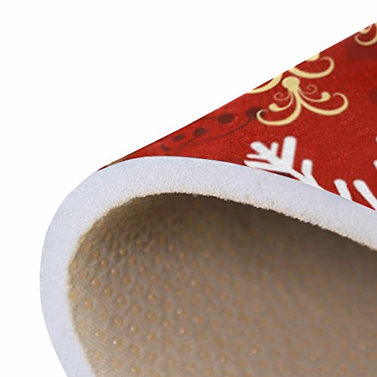 ALAZA Christmas Red Gold and White Snowflake Winter Area Rug Rugs for Living Room Bedroom 7' x 5'