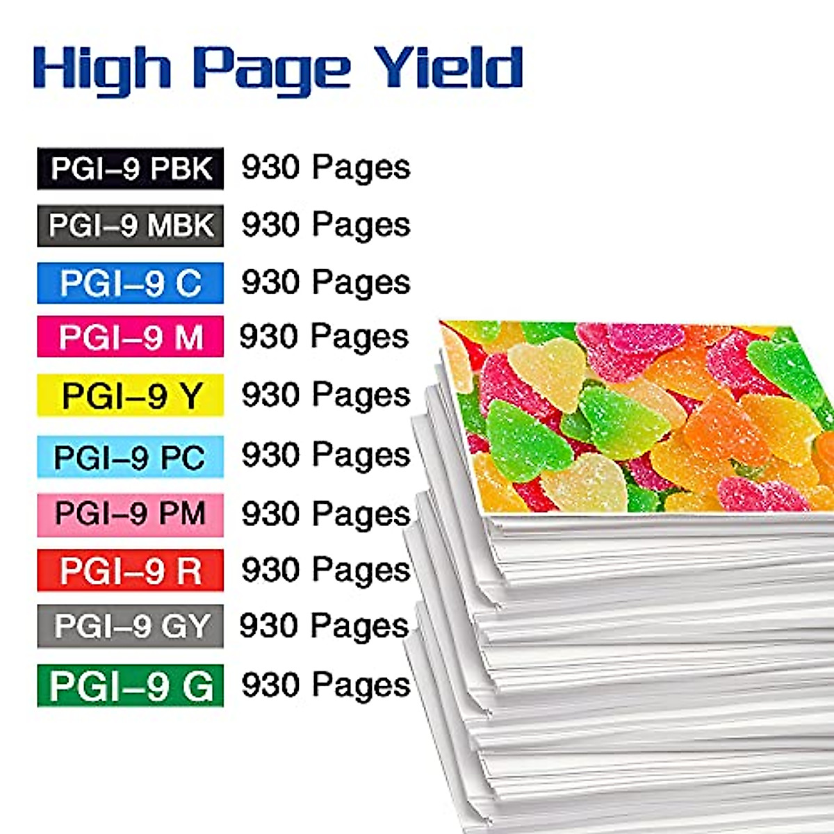 MM MUCH & MORE Compatible Ink Cartridge Replacement for Canon PGI9 PGI-9 PGI 9 to Used with Pixma Pro 9500 Pro 9500-Mark II Printers (20-Pack, 2-Set, 2 x Each PBK, MBK, C, M, Y, PC, PM, R, GY, G)