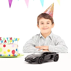 BDTCTK 1:32 LP750 Model Pull Back Car Toy car with Sound and Light for Kids Boy Girl, Metal Body, Door Opened, Yellow