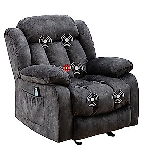 Phoenix Home Rocker Manual Massage and Heat Recliner, Grey