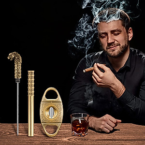 Scotte V-Cut Cigar Cutter Guillotine Precision Cigar Draw Enhancer Tool Needle & Sharp Perfect Cigar Cutters Cigar Accessories Set