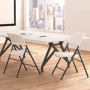 Amazon Basics Folding Plastic Chair, 350-Pound Capacity, White, 2-Pack