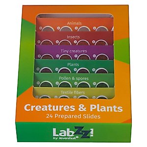 Levenhuk LabZZ CP24 Creatures and Plants Prepared Microscope Slides Set for Kids Children and Students Education