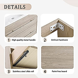 QuixotYDDZ 30" Wall-Mounted Bathroom Vanity Cabinet with Gel Sink Top, Single Sink Floating Bathroom Vanity with Two Drawers, Bathroom Storage Cabinet for Small Space, White Oak