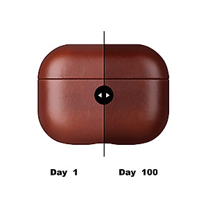 Maogoam for AirPods Pro 2 Leather Case Cover with Button, Genuine Crystal Vegetable Tanned Oil Wax Leather Case for AirPods Pro 2nd Generation, Retro Elegant Style, Front LED Visible, Red Brown