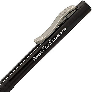 Pentel Clic Eraser Grip, Retractable Eraser, Black Barrel, Box of 12 (ZE22A)