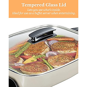 16" Grey Ceramic Electric Skillet - Roast fry grill stew bake make casseroles and more