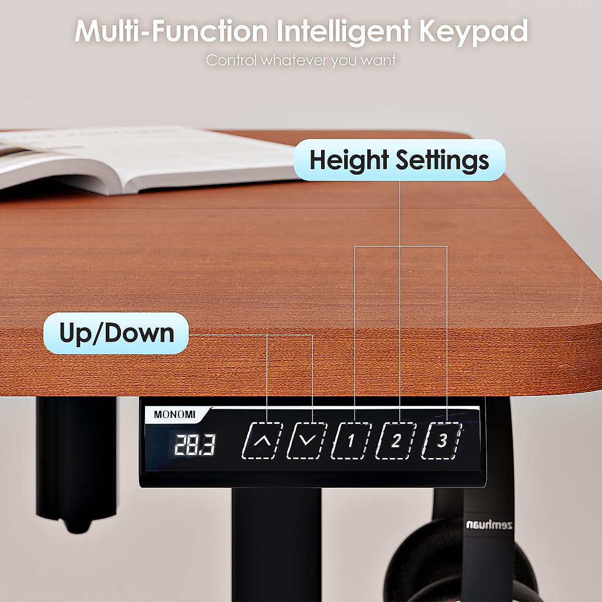 Monomi Electric Standing Desk, 55x24 Inches Adjustable Height Desk, Home Office Sit Stand Up Desk (Black Frame/Cherry Top)