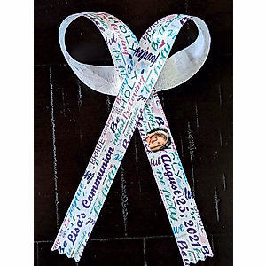 Custom Printed Favor Bow Personalized Ribbon For Birthday Wedding Christmas Communion Baptism Sweet 16 Sweet 15 Baby Shower Bar Mitzvah Bat Mitzvah Party Quinceanera Listones Personalizados Graduation