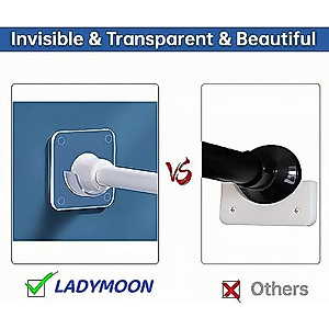 LADYMOON Adhesive Shower Curtain Rod Holder 4 Pack,Transparent Tension Bracket,No Drilling(Not Included Rod)（Only For Rods Less Than 1 Inch in Diameter at Both Ends）