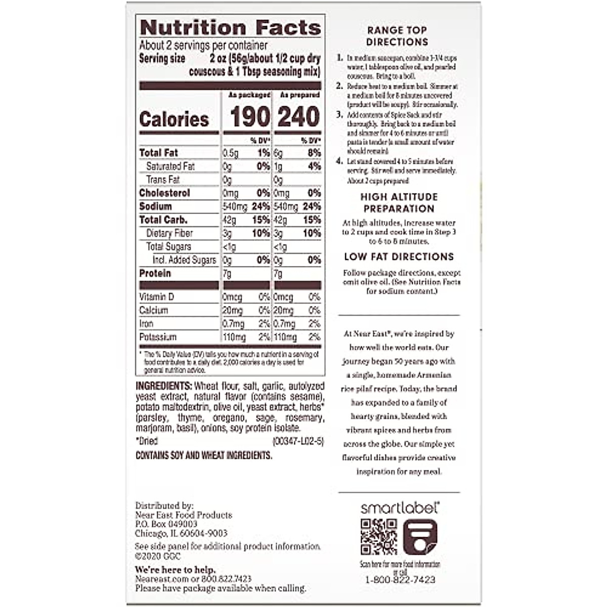 Near East Pearled Couscous Roasted Garlic & Olive Oil, 4.7 Oz