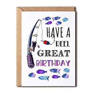 EruditeGifts Have A Reel Great Birthday Card - Fishing Themed Birthday Card Greetings Card - Fishing Card - Funny Birthday Card