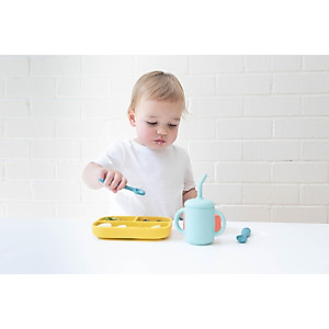 Bella Tunno Little Bites Bundle – Baby Feeding Set and Baby Led Weaning Supplies with 1 Baby Bowl, 1 Baby Plate, 3 Baby Utensils, 1 Cup, 2 Lids, 100% Food-Grade Silicone (Circus Fun)
