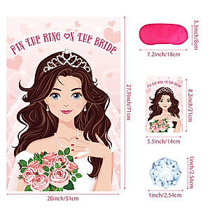 Hooqict Bridal Shower Games Pin The Ring on The Bride for Engagement Wedding Bachelorette Party Decorations, Large Game Poster with 42 Stickers for Bachelorette Party Games Girls Night Party Games