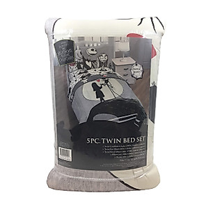 Jay Franco Disney Nightmare Before Christmas Moonlight 5 Piece Twin Bed Set - Includes Reversible Comforter & Sheet Set - Features Jack Skellington and Sally - Super Soft Microfiber