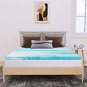 Vyfipt 4 Inch Cooling Gel Memory Foam Mattress Topper,Queen Size,Pressure Relief,Bed in A Box,CertiPUR-US Certified