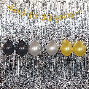 GOER Cheers to 30 Years and Champagne Glasses Gold Glitter Banner for 30th Birthday Party Decorations