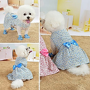 Brocarp Dog Dress- Puppy Floral Princess Dresses, Dog Dress Bowknot Tutu Skirt, Thin Cute Pet Summer Clothes Apparel for Small Medium Girl Dogs Cats Kitten, Dog Flower Sundress Doggy Outfit Costume