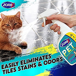 ZORBX Pet Stain and Odor Eliminator for Strong Odor - Dual Action Natural Enzymes Pet Odor Neutralizer & Stain Remover for Dog & Cat Urine | Carpet Cleaner Spray - 24 FL Oz