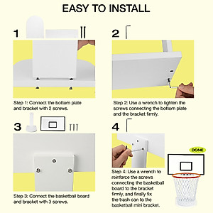 Basketball Trash Can,Trash Can Holder Wastebasket Backboard (Including 1pc Basketball Trash Can),White Wooden Basketball Garbage Can,Trash Can Basketball Hoop for Bedroom Office Kitchen Living Room