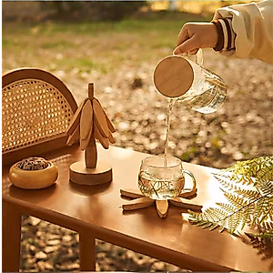 Generic Wooden Tree Trivet Set Coaster, Christmas Trivet,Tree Shape trivets for hot pots and Pans 3 Wooden Trivet + 1 Stand (Walnut Color)