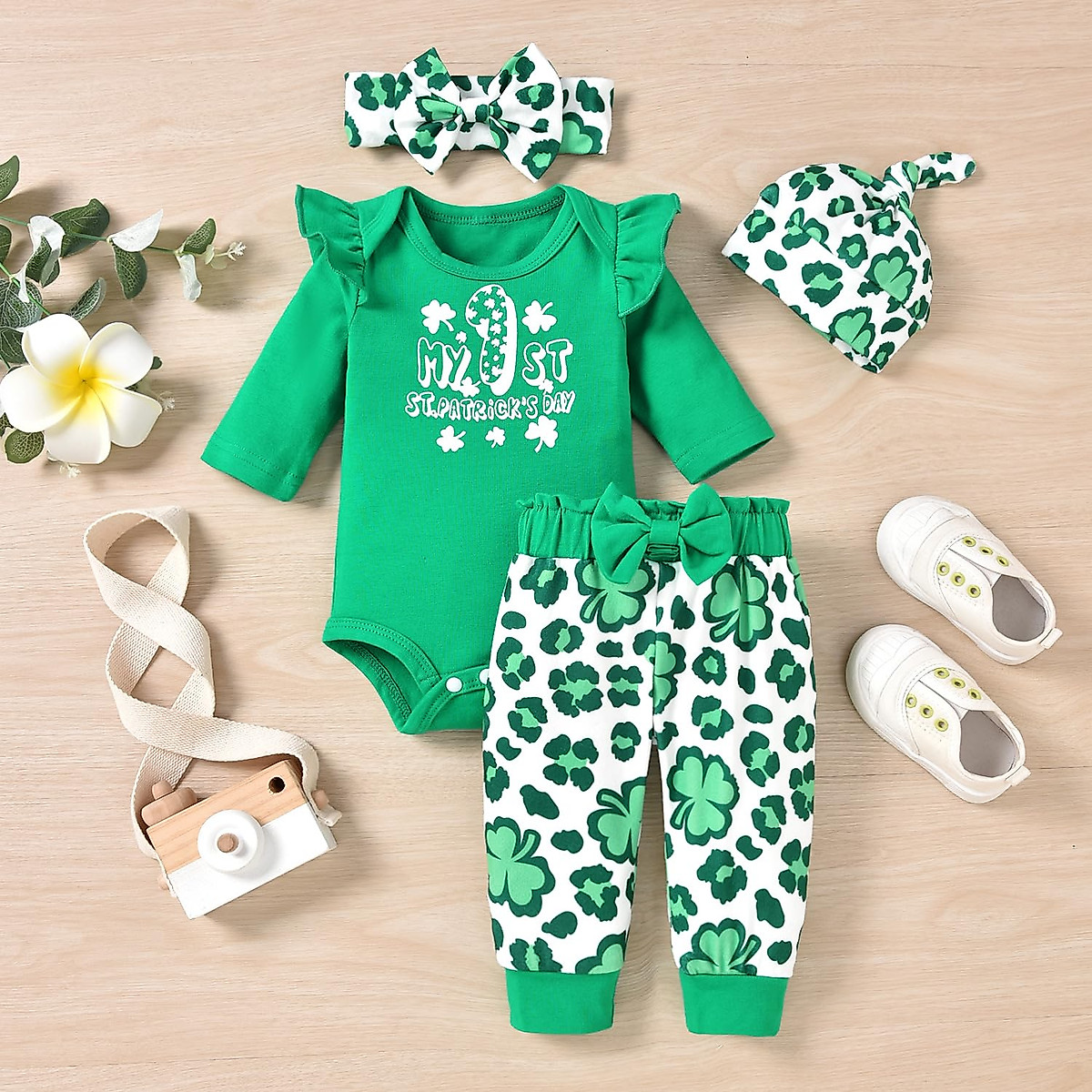 fioukiay 0-3 Months Baby Girls St. Patrick's Day Outfits Infant My 1st St. Patrick's Day Clothes (Green, 3 Months)