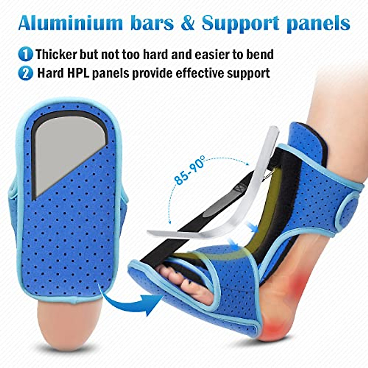 Plantar Fasciitis Night Splint: WXY Foot Brace with Support Plate | Dorsal Night Splint for Plantar Fasciitis Women Men | Plantar Fasciitis Relief Achilles Tendonitis Foot Drop Heel Pain Black-Blue