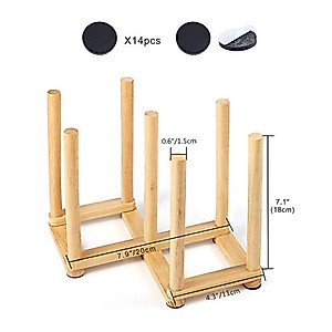 Woiworco Wooden Bottle Drying Rack, Nature Bamboo Retractable Cup Drying Rack and Mug Tree, Dish Drying Rack and Cup Drying Stander Holder for Cup, Cutting Board, Bowl, Plastic Bag Dryer Rack