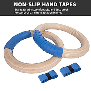 Gymnastics Rings Olympic Rings Wooden Gym Rings 1500lbs with Adjustable Cam Buckle 14.8ft Long Straps with Scale Non-Slip Exercise Rings Training Rings for Home Gym Full Body Workout
