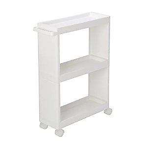 like-it HSW-302C Kitchen Wagon, Kitchen Cart, Kitchen Storage Cart with Casters, Slim 3 Tiers, Width 6.7 x Depth 18.9 x Height 26.0 inches (17 x 48 x 66 cm), White, Made in Japan