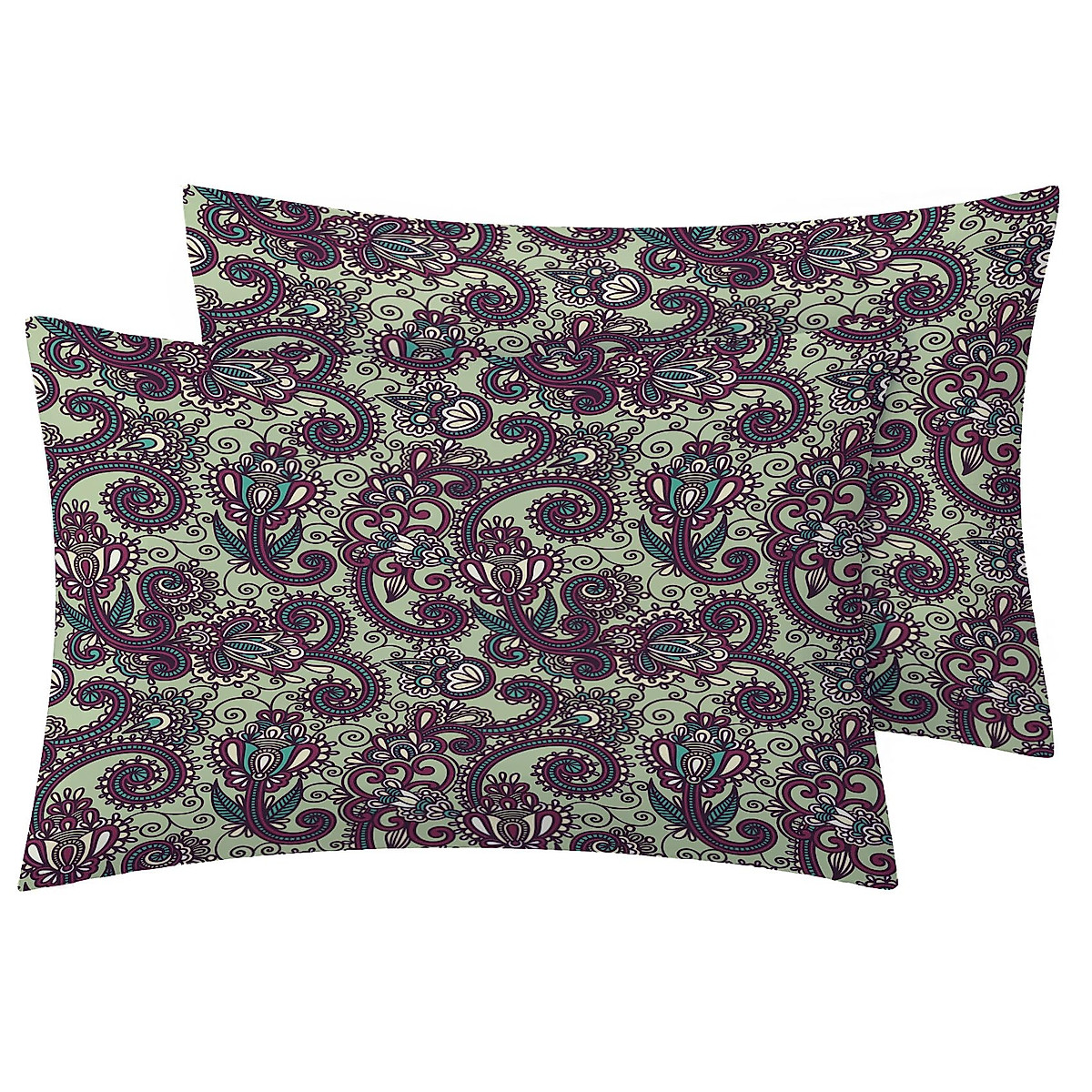 FJWXCBD Paisley Floral Bedding King Size Duvet Cover Set 3 Piece, Vintage Bohemian Bedroom Decor, Boho Medallion Duvet Cover & 2 Pillow Shams, with Zipper & Ties, Super Soft Microfiber