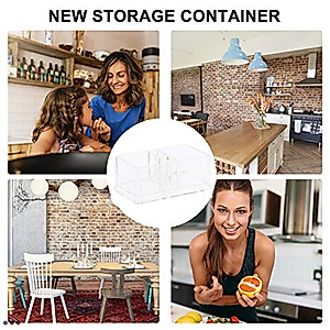 Hemoton Acrylic Condiment Containers Tea Caddy Holder Storage Bin Box Countertop Organizer Storage Station for Beverage Tea Bags Sweetener Coffee Sugar Packets Creamers Drink Pods