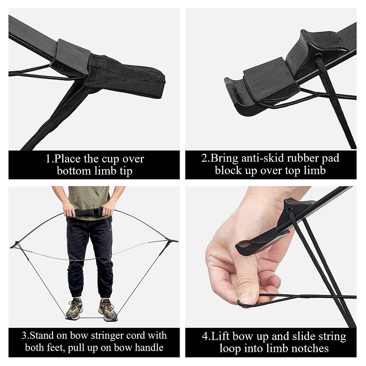 Skylety 2 Pieces Archery Recurve Bow Stringer Tool for Recurve Bow and Longbow Accessories (Instructions Included)