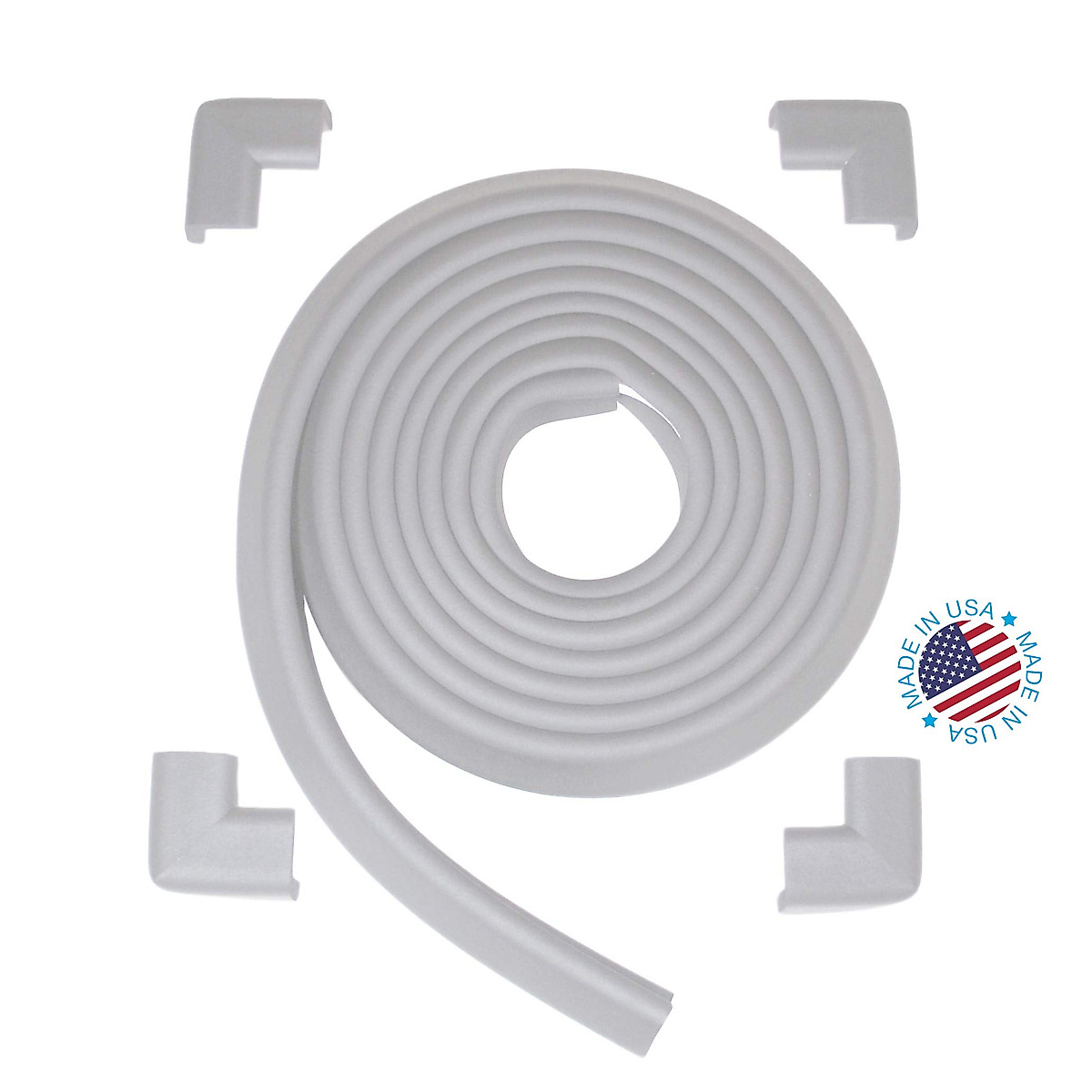 KidKusion Table Cushion | Made in USA | 12 Feet + 4 Corners | Off White | Baby Proof Furniture Edge and Corner Guards