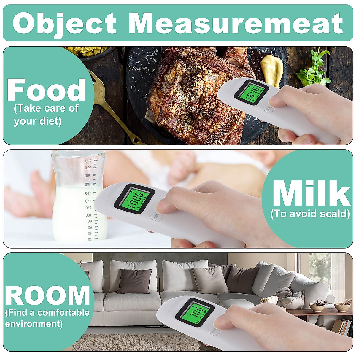 Forehead Thermometer Kids and Adults Thermometer with Fever Alarm Bluetooth Thermometer Application Smartphone for iOS and Android for Kids and Adults Touchless Quick and Accurate Temperature Reader