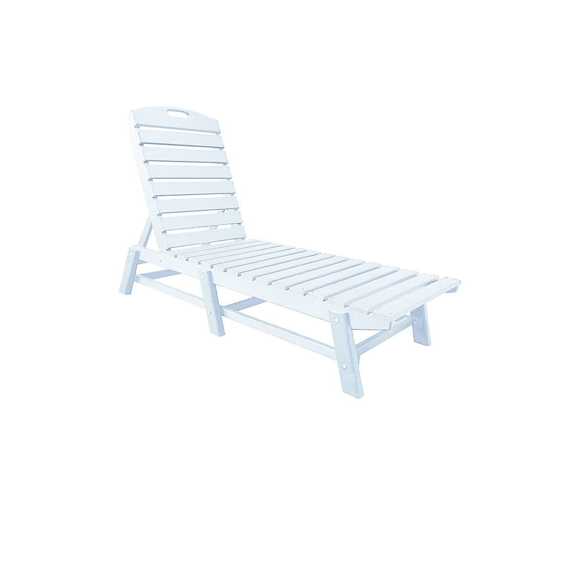 Phat Tommy Outdoor Pool Chaise Lounge, Heavy-Duty Beach Lounger - Folding, HDPE, Recycled Poly Furniture - Reclining Lounge Chair for Patio, Deck, Beach, Cabana, or Poolside, White