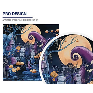 Allenjoy 6 x 6 FT Halloween Nightmare Backdrop Trick Or Treat Photography Background Home Trunk Party Decorations Banner Photo Booth Supplies