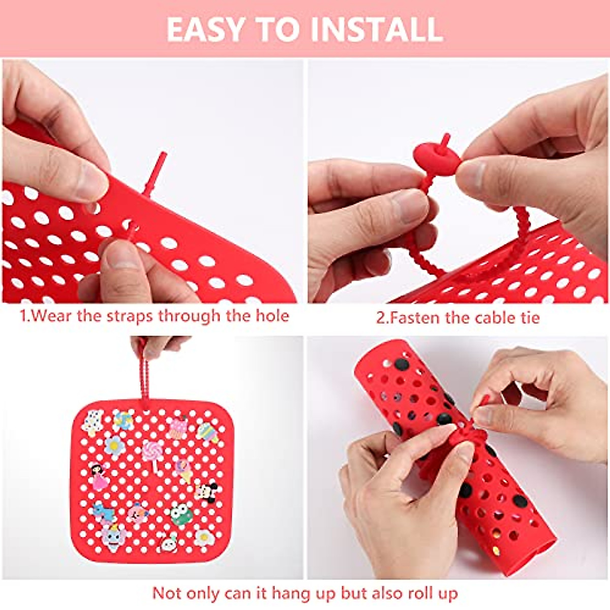 Yatihugy Shoe Decoration Charms Organizer,Wall Hanging Charms Bag,Portable Storage Case for Women,Silicone Enamel Pin Display Stand (The Storage Box Not Contain Any Shoe Charms)