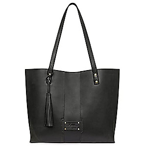 S-ZONE Women Vintage Genuine Leather Tote Bag Shoulder Purses with Removable Canvas Pouch