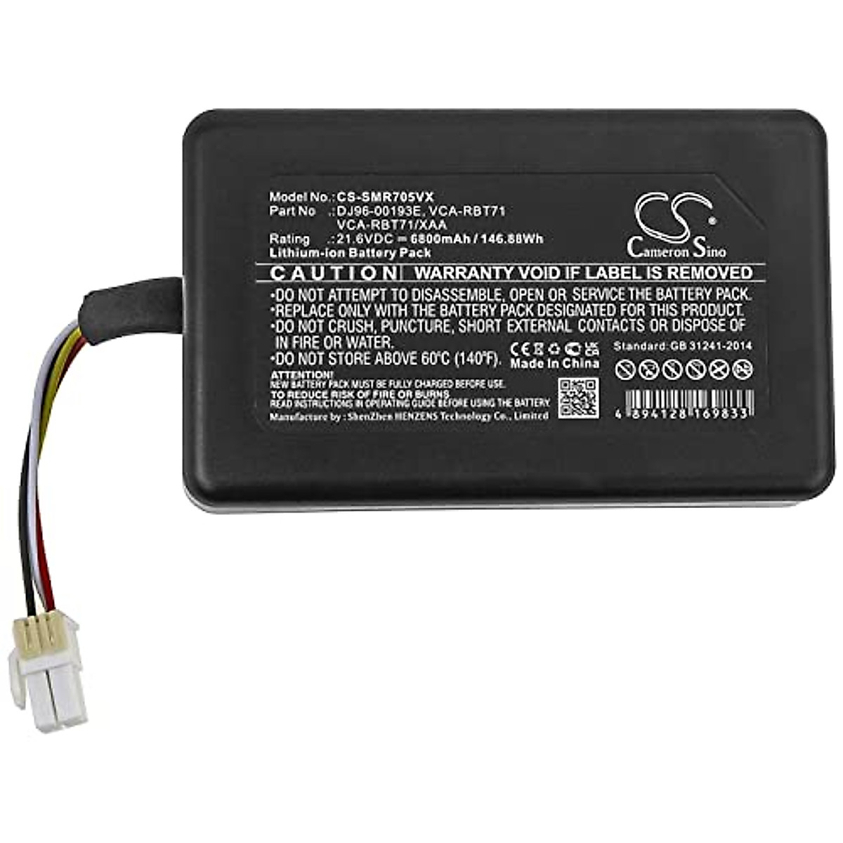 Cameron Sino Battery for Samsung PowerBot R7040, R1AM7010UW / AA, VR1AM7010U5 / AA, VR1AM7040W9 / AA, VR1AM7040W9/AA, VR1AM7040WG / AA, VR2AK9350WK 6800mAh