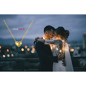18K Sold Gold Heart Pendant Necklace for Women, You are Only One in My Heart, Forever Love Heart Jewerly for Her, 16"-17"
