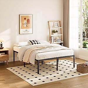 Besebay King Size Bed Frame 14 Inch Heavy Duty Metal Frames with Steel Slats Support Ample Storage No Box Spring Needed, Easy Assembly, Noise Free, Black