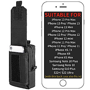 IronSeals Multi-Purpose Tactical Molle Pouch Waist Bag for Mobile Phone Belt Pouch Holster Cover Case for iPhone 14 Pro Max/13 Pro Max/12/11 Pro Max/XS Max, Size L