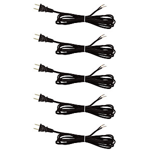 Creative Hobbies Black Lamp Cord, 12 Foot Long, Replacement Lamp Cord Lamp Repair Part, 18/2 SPT-1 Wire, UL Listed (5)