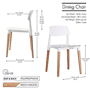 Porthos Home Clyde Dining Chairs Set of 4 with Waterproof and Stain-Resistant PP Plastic Back, Seat and Legs with Woody Accents (Space-Saving Stackable Design for Dining Rooms