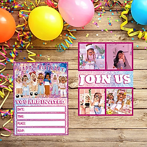 DB11 20pcs Sandbox Game Birthday Party Invitations Sandbox Game Party Decoration Invitation Cards with 20 Envelope Boys and Girls Baby Shower